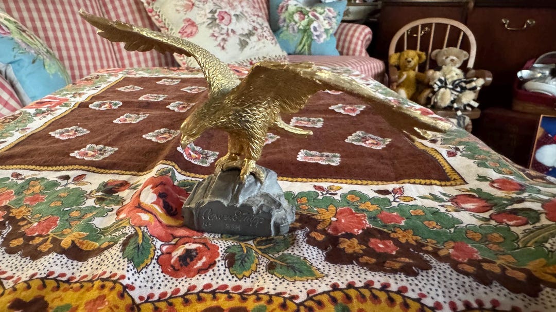 Whimsical Americana Eagle Landing by Carver E. Tripp Gold Leaf on Pewter - Etsy