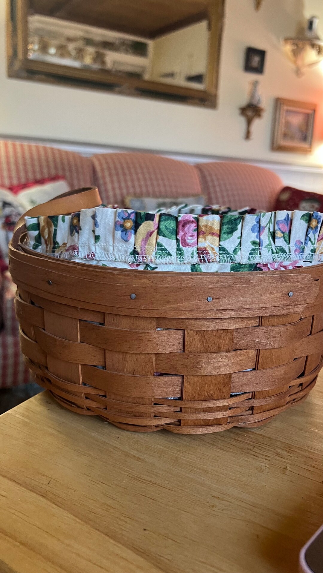 Farmhouse Longaberger Round Plastic Liner and Fabric Floral Liner ...