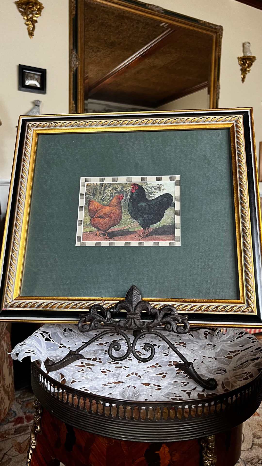 French Country Provence Rooster and Hen Vintage Lithograph Frame Art - Etsy