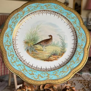 English Country Pheasant Bird French Enamel Pate Sur Pate Border Plate ...