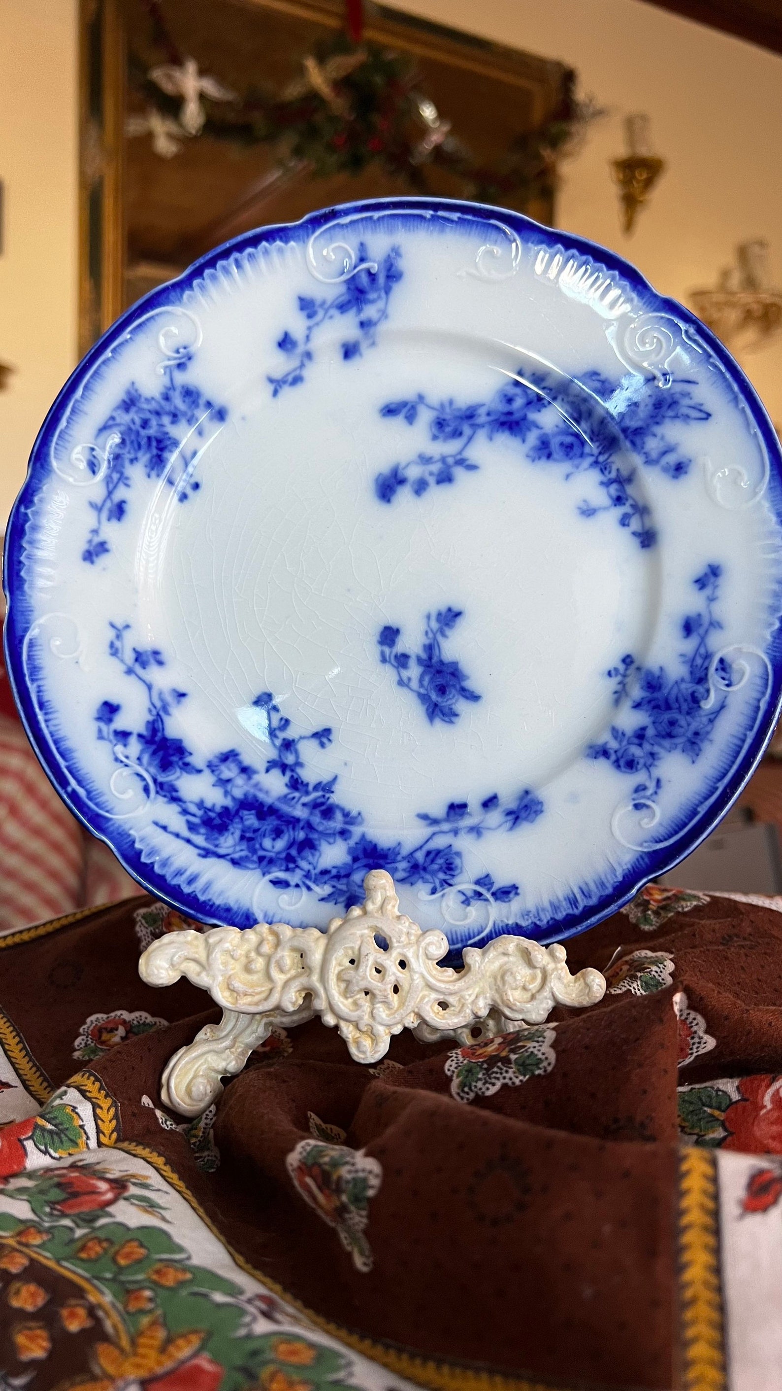English Country Antique Flow Blue Transferware Plate Marechal - Etsy