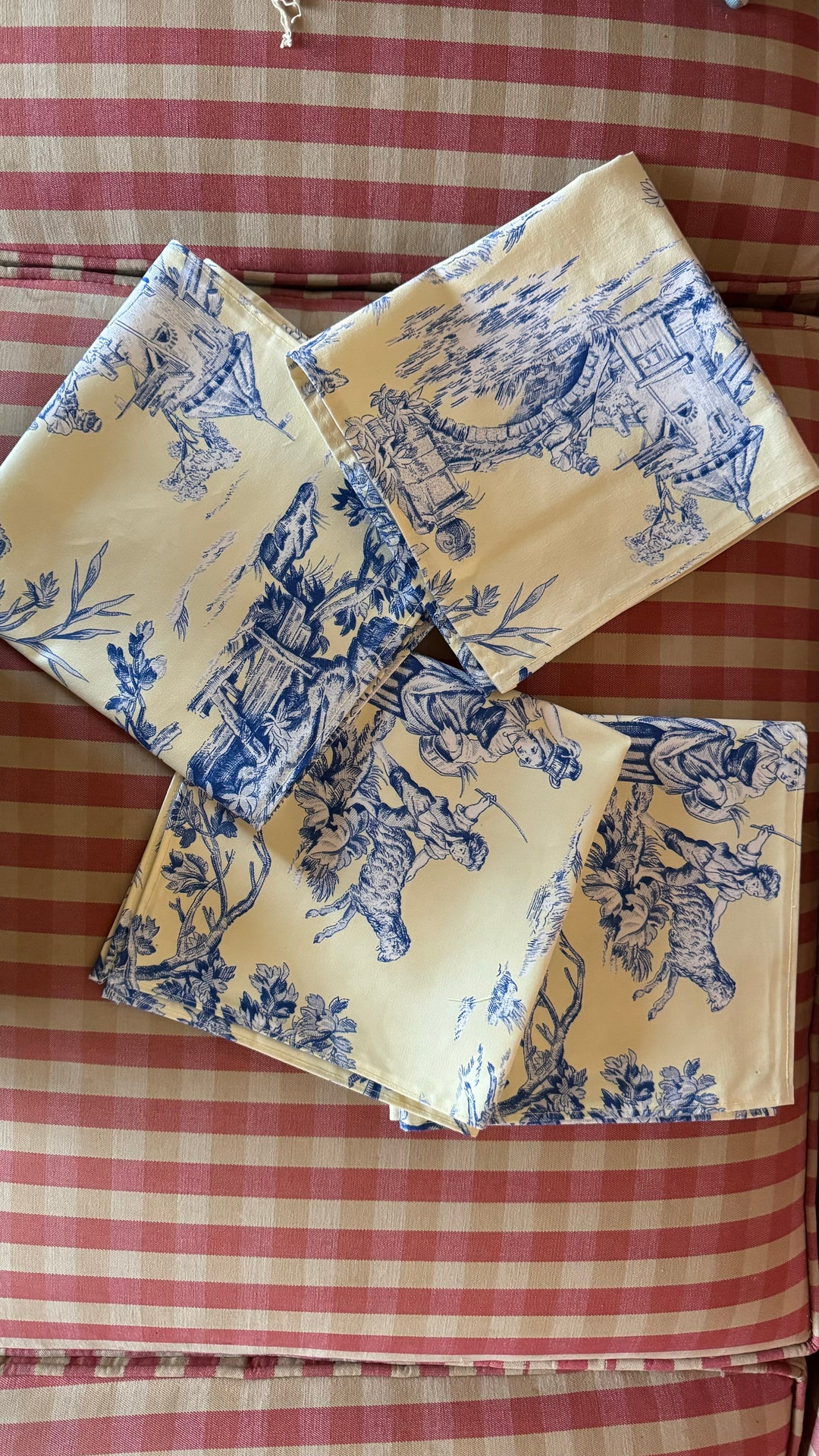 French Provence Country Life Toile Set of 4 Napkin. - Etsy