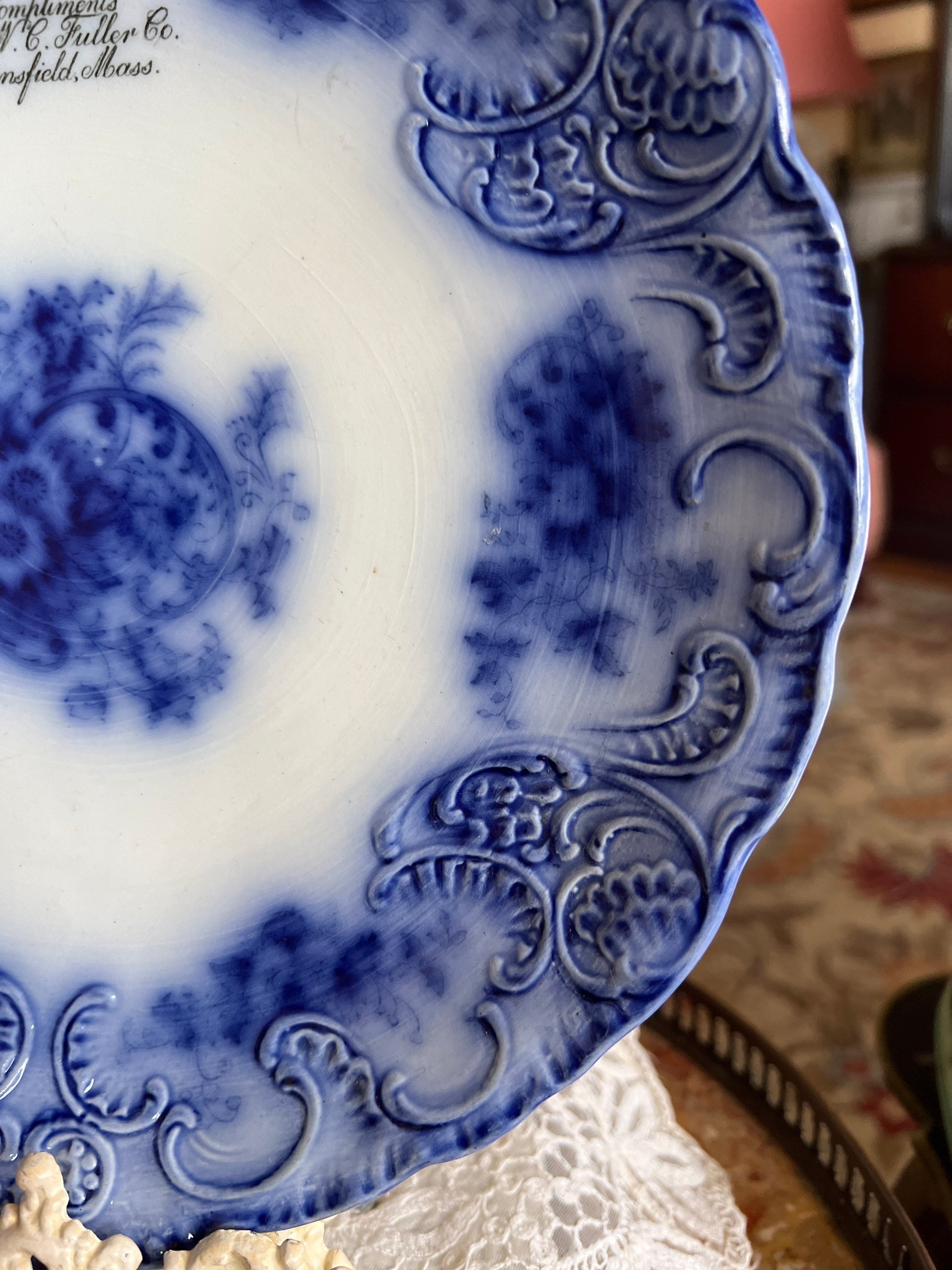 English Country Wood and Son Flow Blue Trilby Plate - Etsy