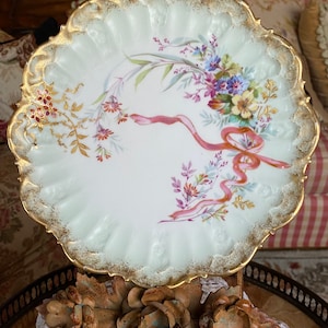 Limoges French Floral Ribbon Embossed Porcelain Plate - Etsy
