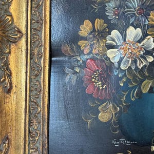 Original Still Life Floral Bouquet Oil Painting Framed Art by Van ...