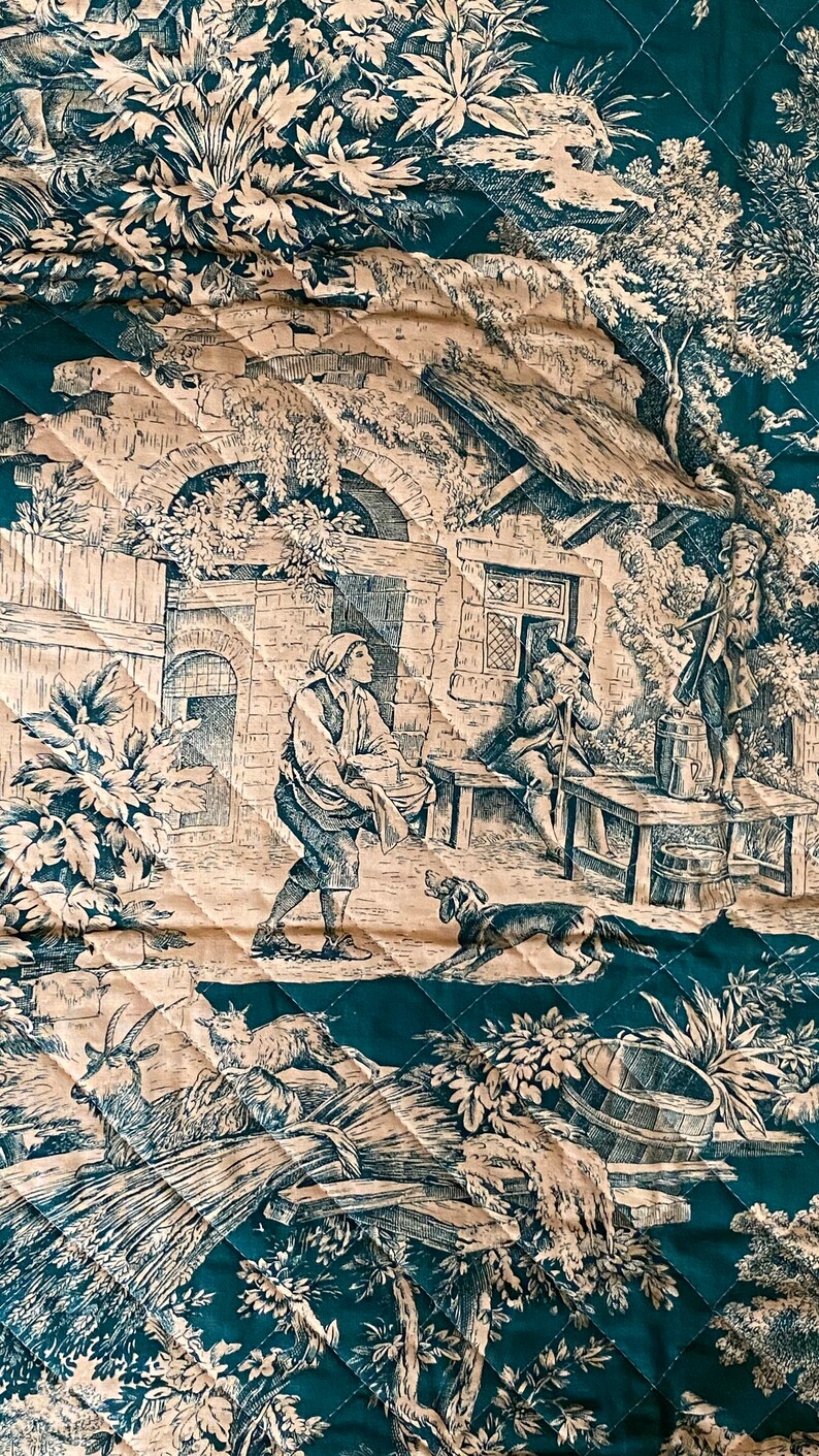 French Country Provence Toile and Gingham Throw by Fnapp | Etsy