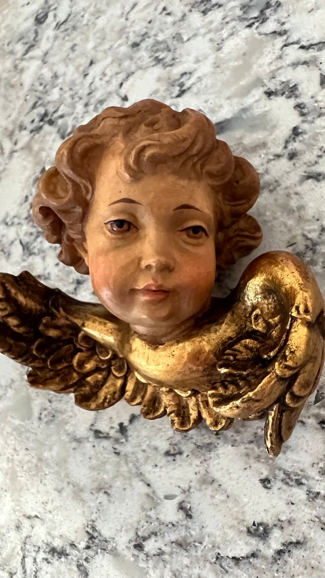 European Italian Florentine Gold Wood Cherub Angel Bust Wall Hanging - Etsy