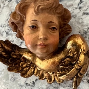 European Italian Florentine Gold Wood Cherub Angel Bust Wall Hanging - Etsy