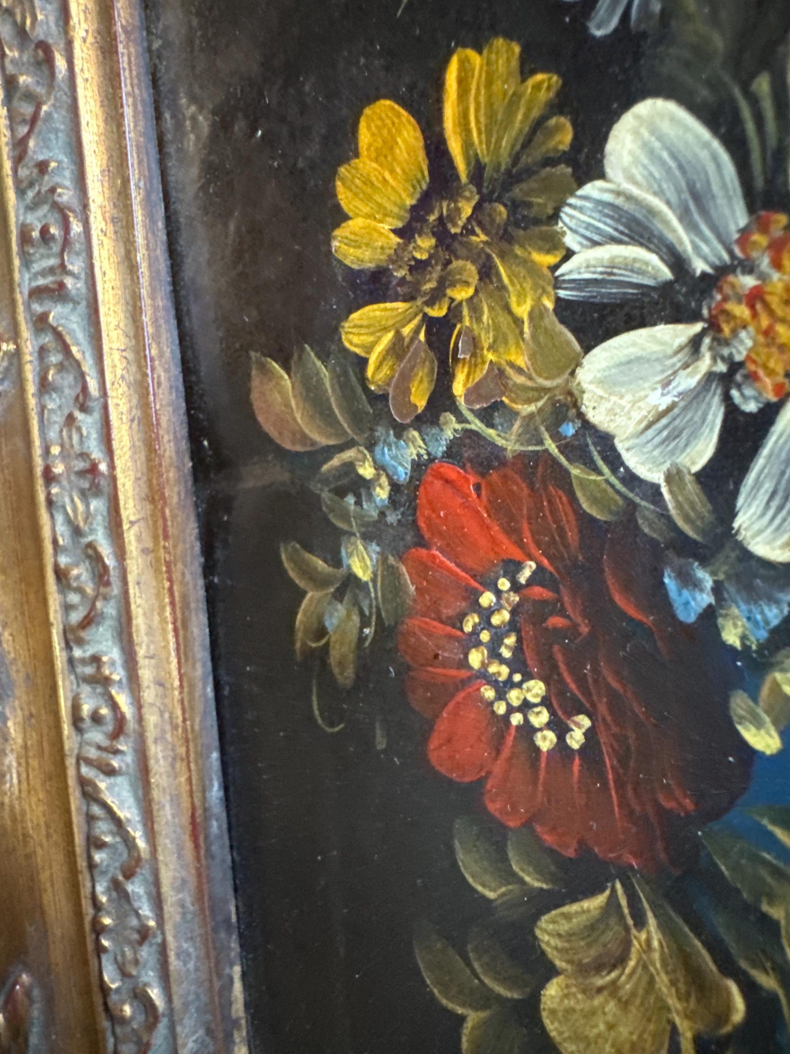 Original Still Life Floral Bouquet Oil Painting Framed Art by Van ...