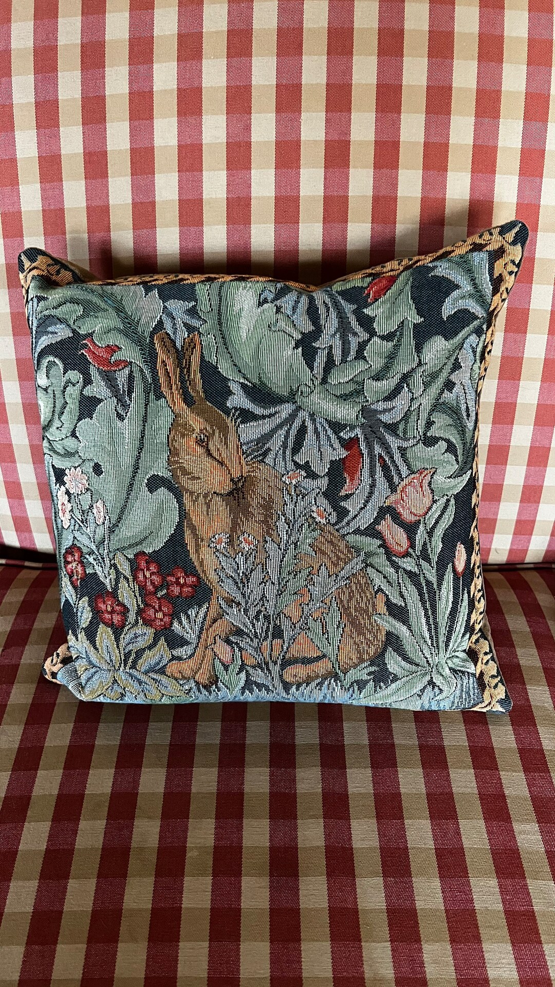 English Country Art and Crafts William Morris Bunny Rabbit Tapestry ...