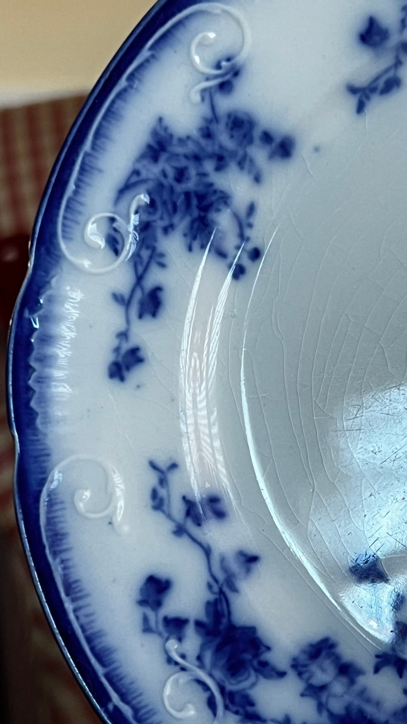 English Country Antique Flow Blue Transferware Plate Marechal - Etsy