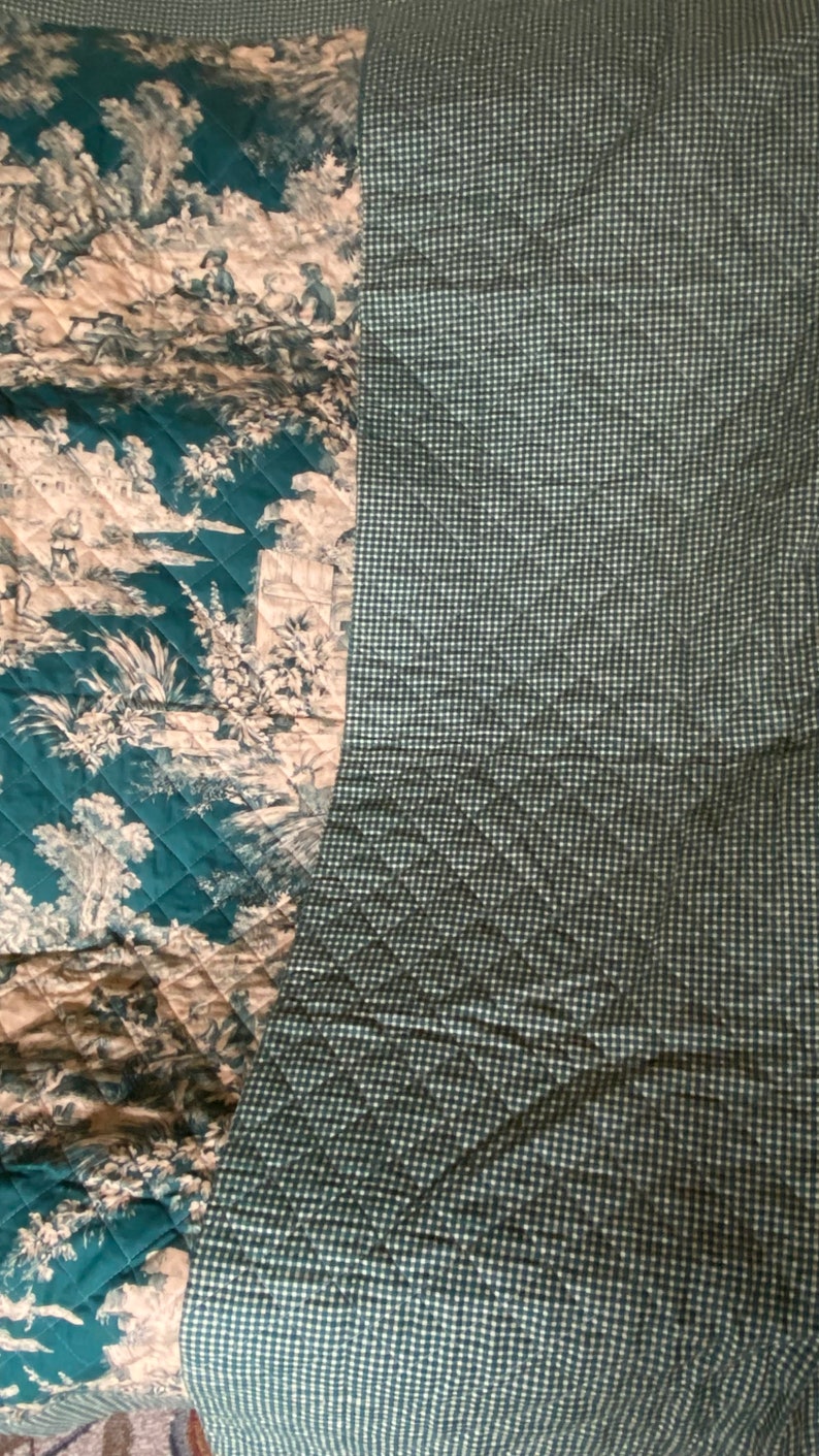 French Country Provence Toile and Gingham Throw by Fnapp - Etsy