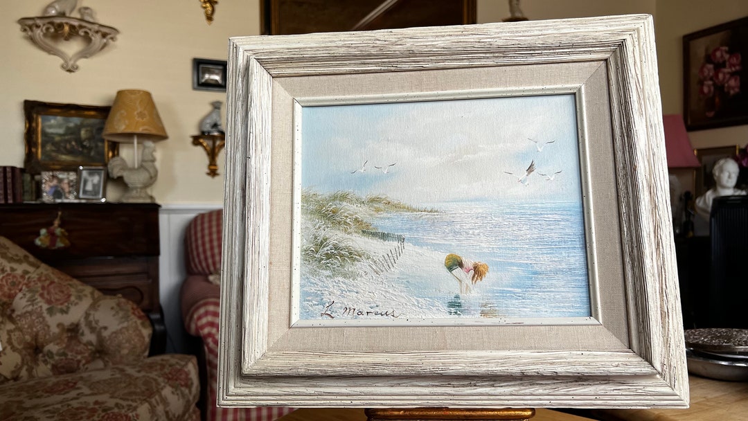 Chic Beach Lover Lady on the Beach Oil Painting by L Marcus - Etsy