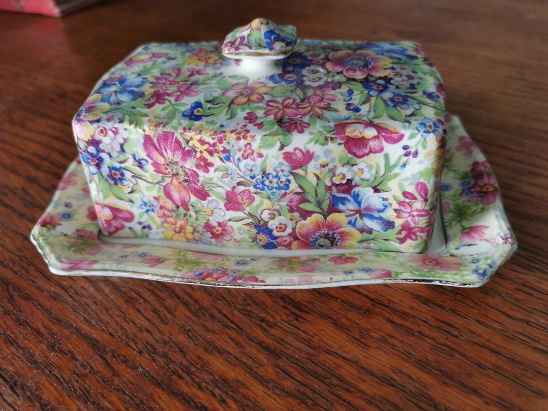 Beautiful Rare Royal Winton Grimwades Summertime/shrewsbury Butter Dish ...