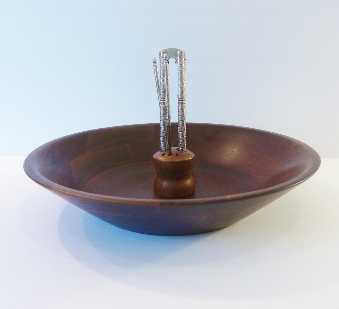 Mid Century Modern Nutcracker Bowl With Nutcracker and Picks - Etsy