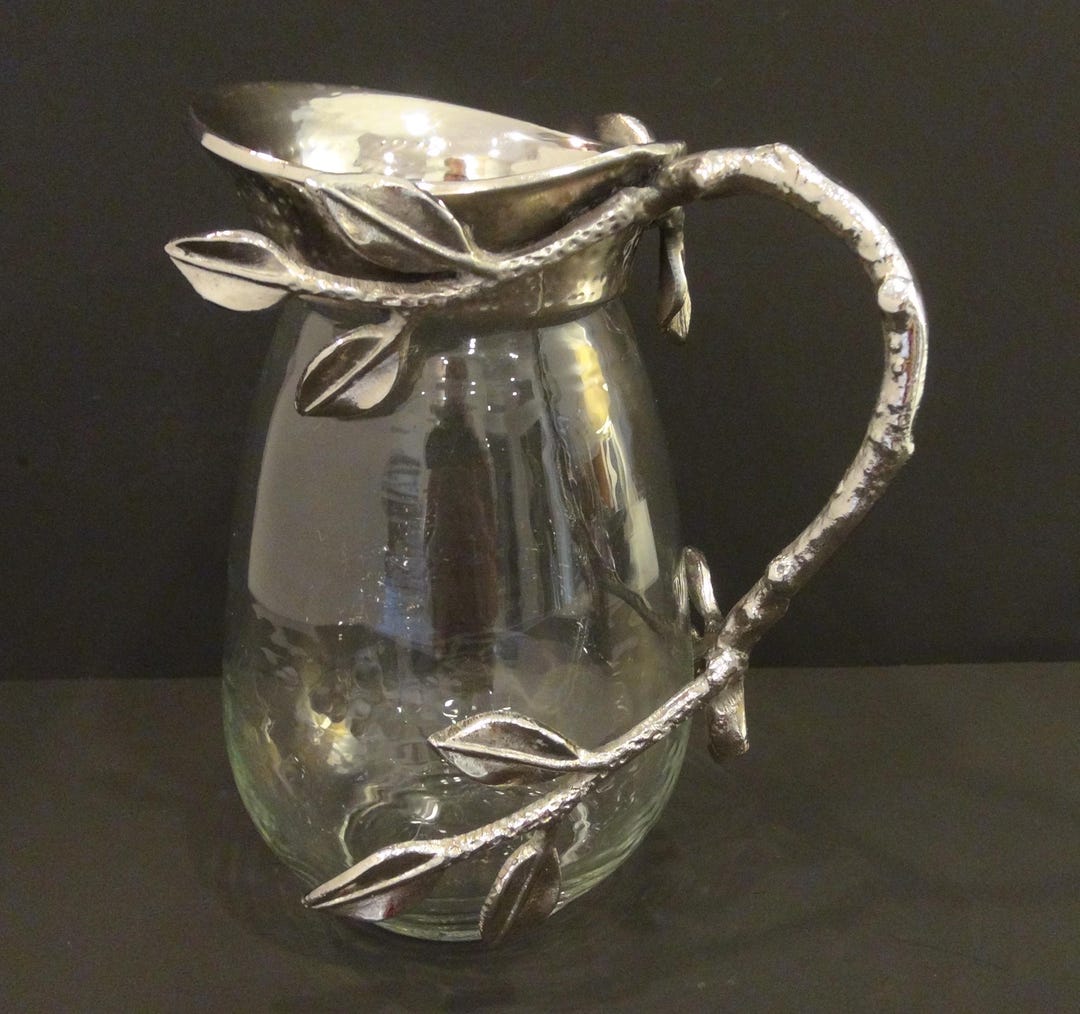 Vintage Wavy Glass Pitcher - Etsy