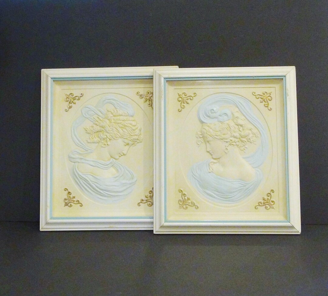 Pair of Vintage Mid Century Modern Framed Cameos - Etsy