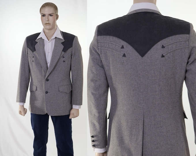 Vintage Men's Pioneer Wear Western Sport Coat - Fully Lined - Gray Wool ...