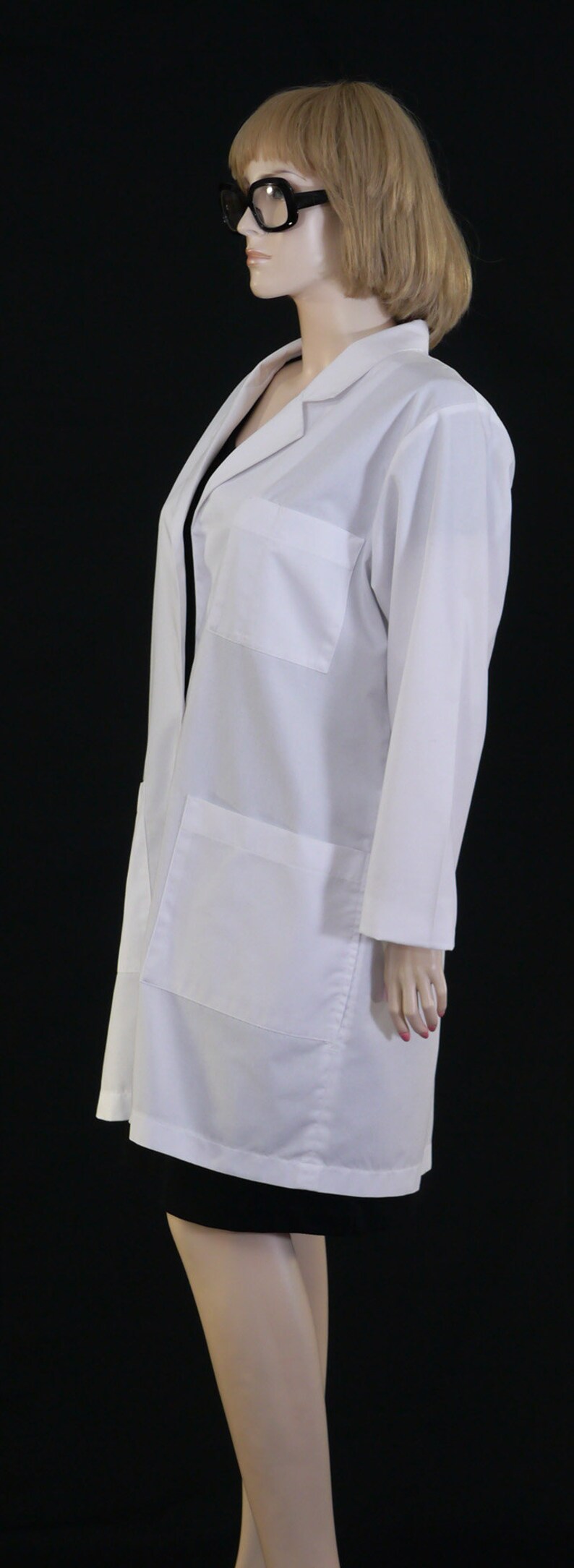 Vintage Scientist's Lab Coat 70's Style Glasses Halloween Costume Women ...