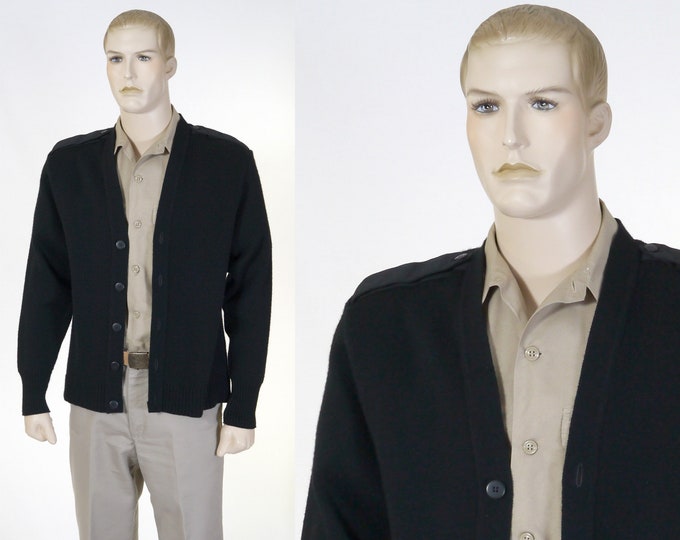 Vintage US Army ASU Men's/women's Black Cardigan Sweater - Military ...