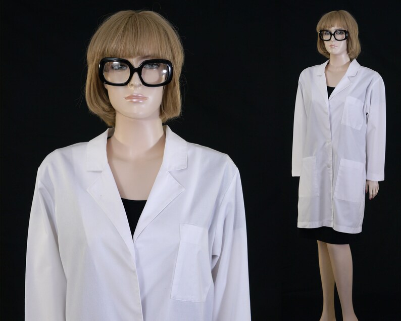 Vintage Scientist's Lab Coat 70's Style Glasses Halloween Costume Women ...