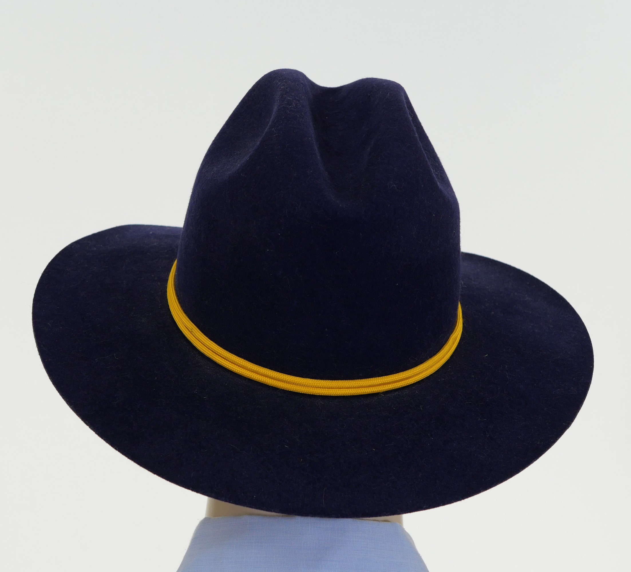 Vintage Cavalry Style Hat Navy Blue W/yellow Hat Cord Size 6 7/8 ...
