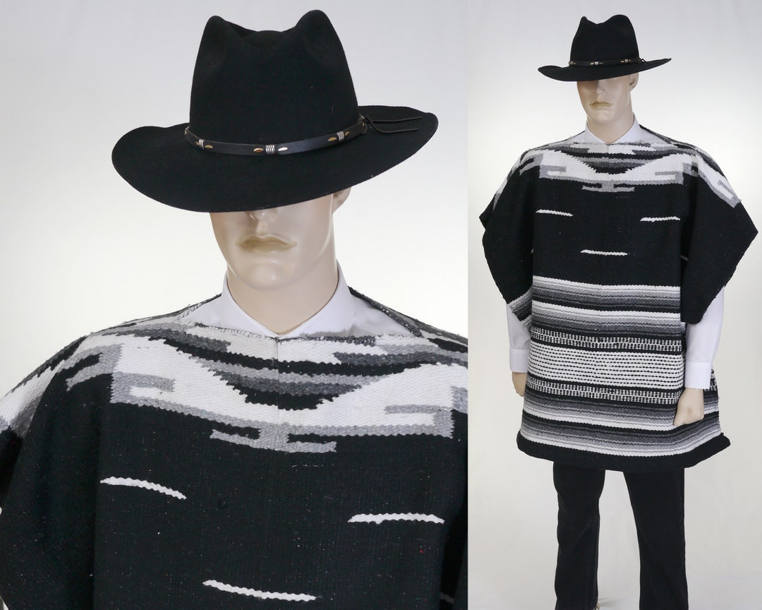 Vintage Men's Spaghetti Western Costume - Poncho & Hat - One Size ...