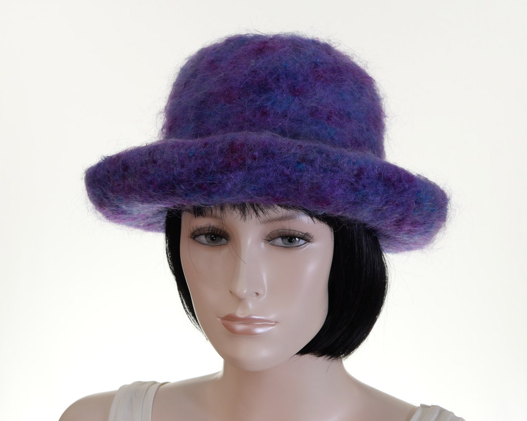 Vintage Women's Purple Felted Hat - Ladies Hats - Collapsible Hat ...