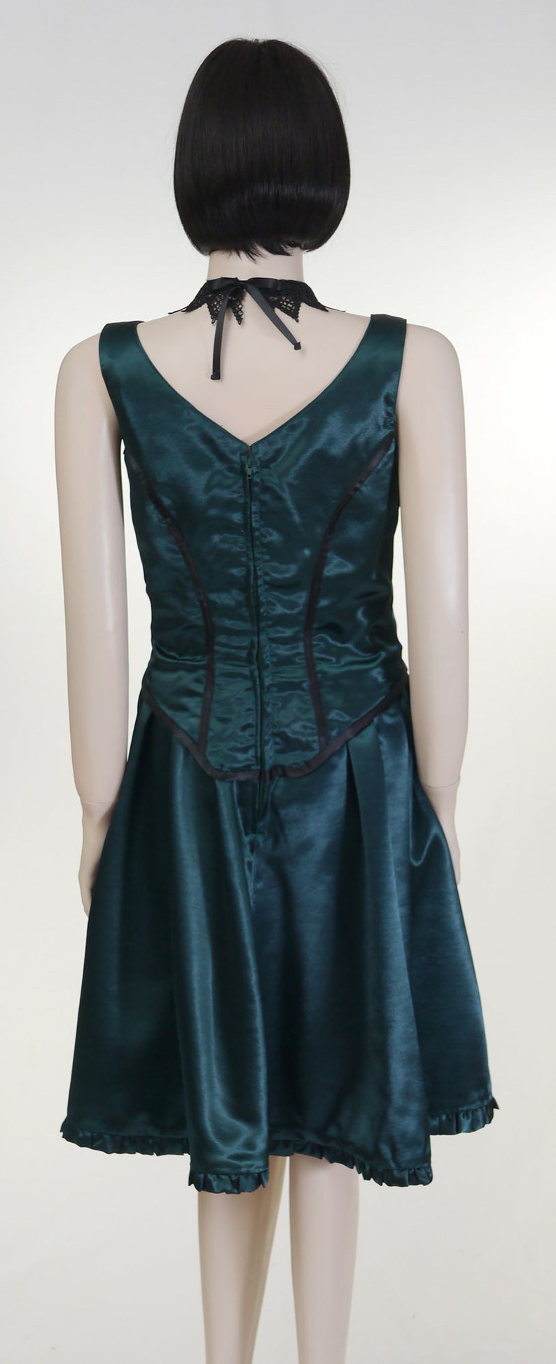 Vintage Wild West Saloon Gal Costume + Boa / Emerald Green Satin ...