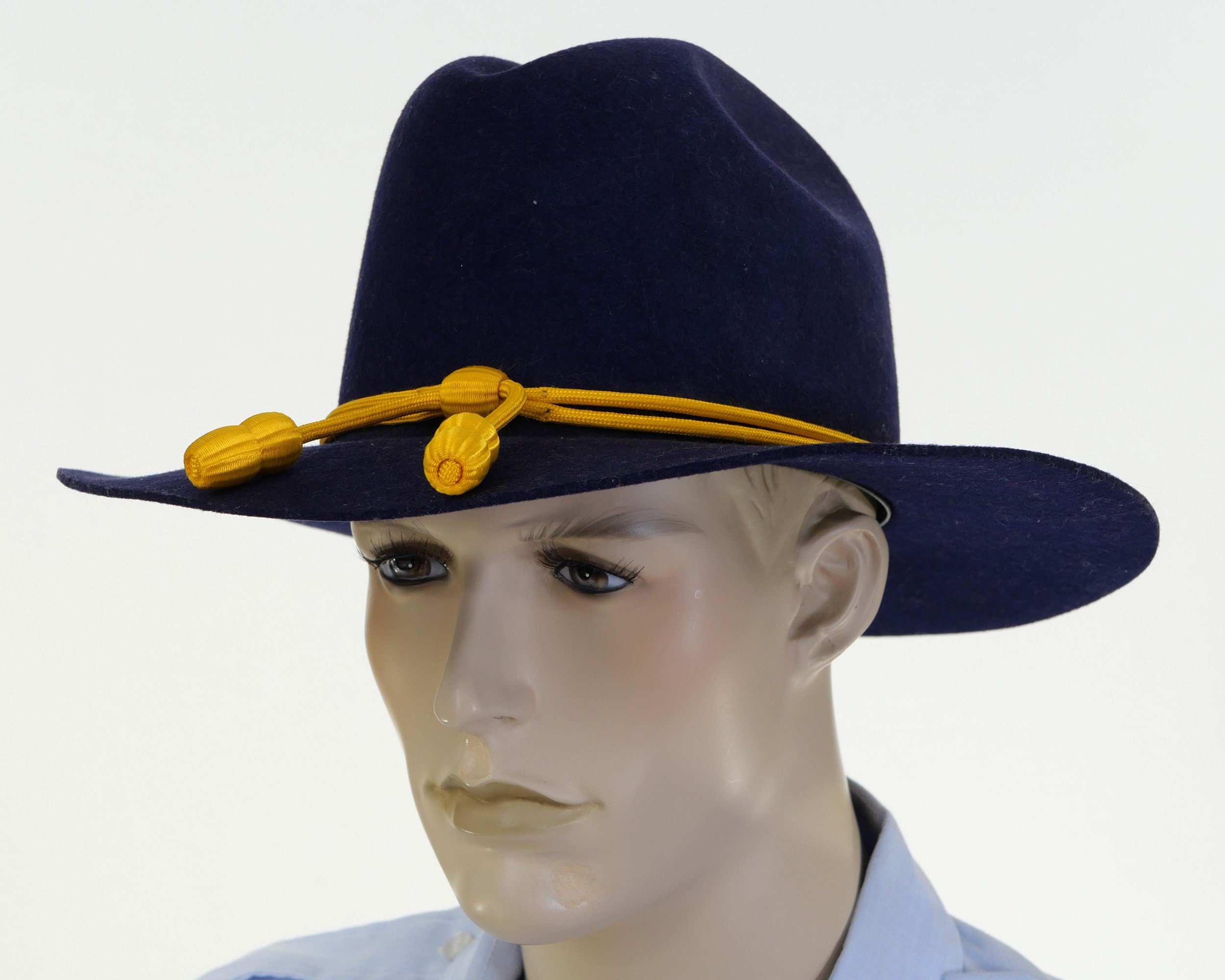 Vintage Cavalry Style Hat Navy Blue W/yellow Hat Cord Size 6 7/8 ...