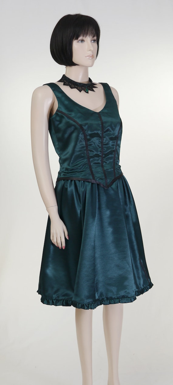 Vintage Wild West Saloon Girl Costume + Boa / Emerald… - Gem