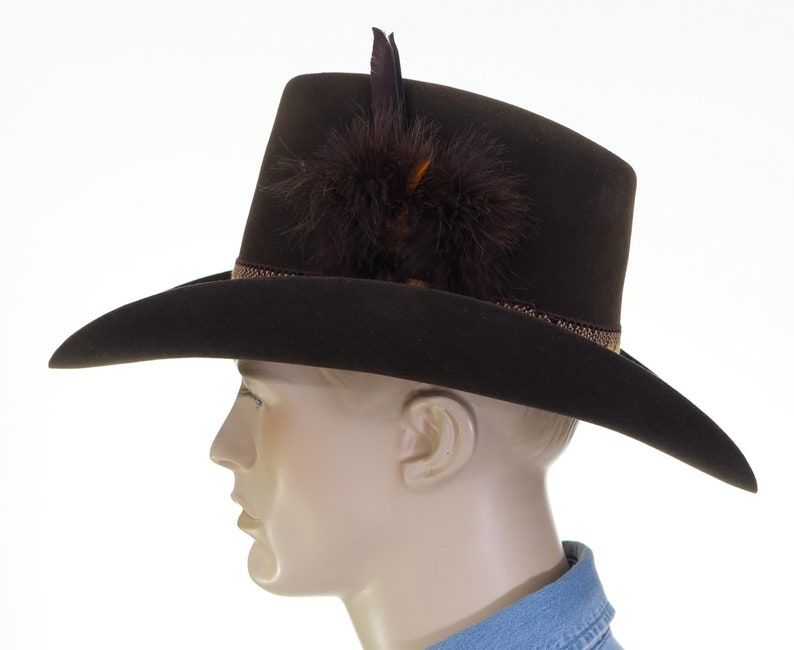 Vintage Brown Stetson Cowboy Hat 5X Beaver Fur Felt Stetson Cowboy Hat ...