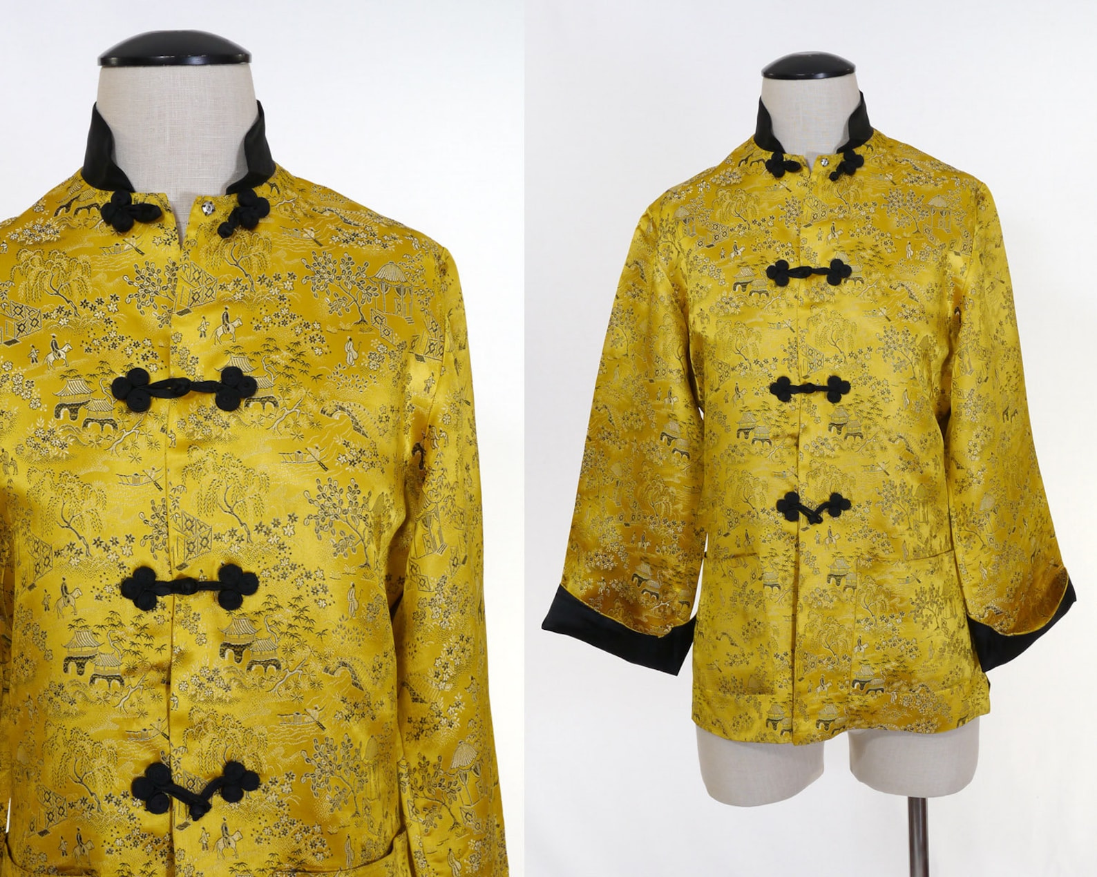 Vintage 1960s Women's Gold Brocade Japanese Satin Jacket - Hand ...