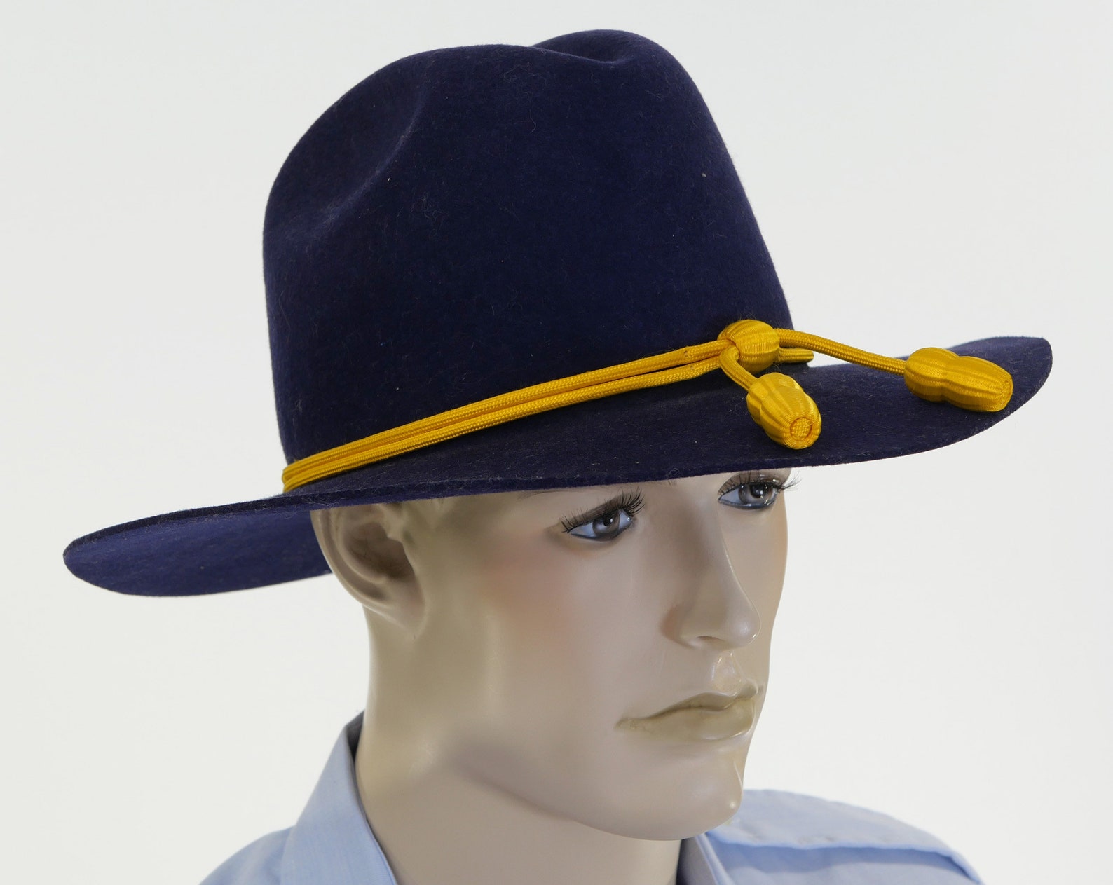 Vintage Cavalry Style Hat Navy Blue W/yellow Hat Cord Size 6 7/8 ...
