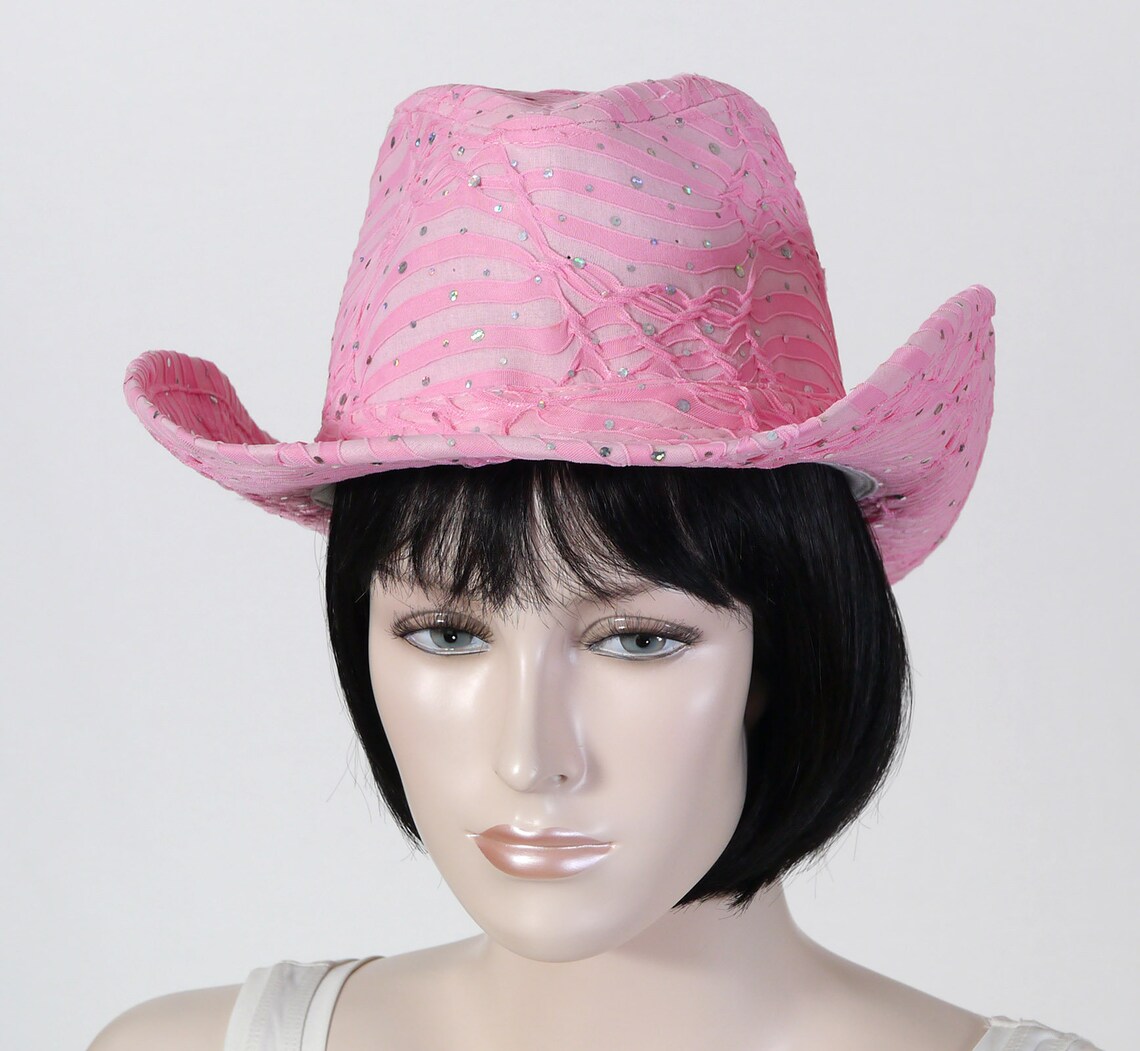 Vintage Women's Pink Cowboy Hat Something Special Polyester Silver ...