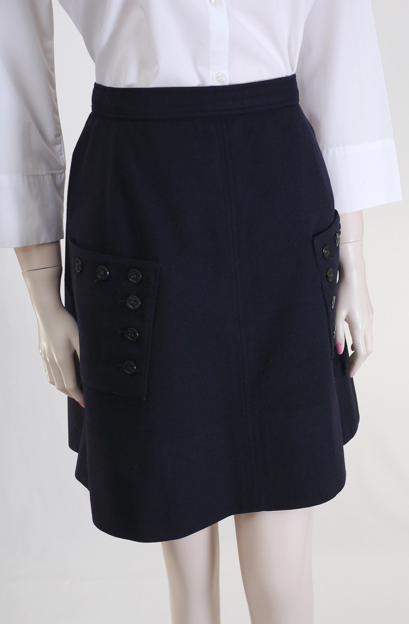 Vintage Navy Blue Wool Mini Skirt Upcycled From US Navy - Etsy