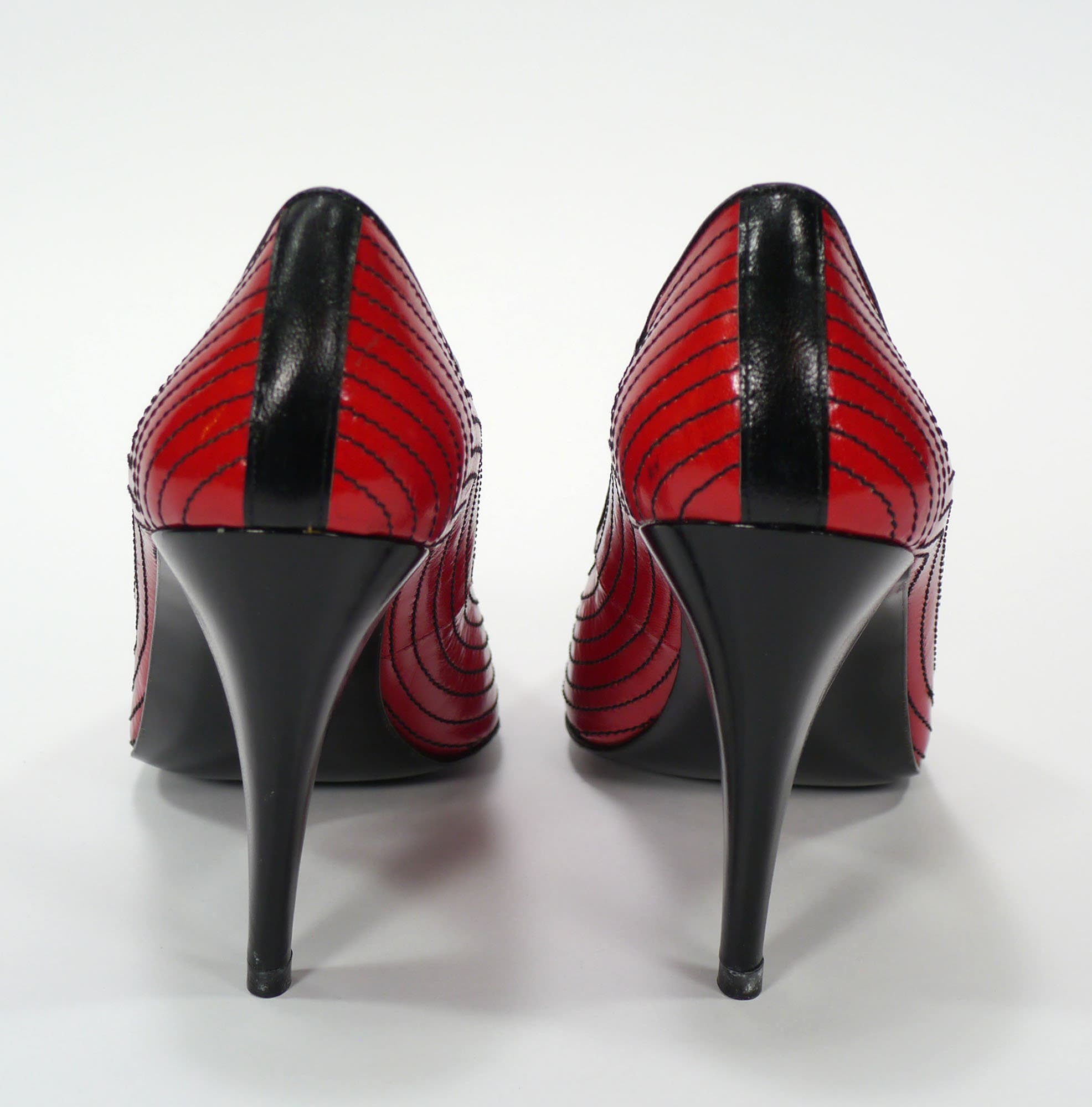 Vintage Van Eli Red High Heel Shoes Red & Black Heels Size 7 Narrow ...