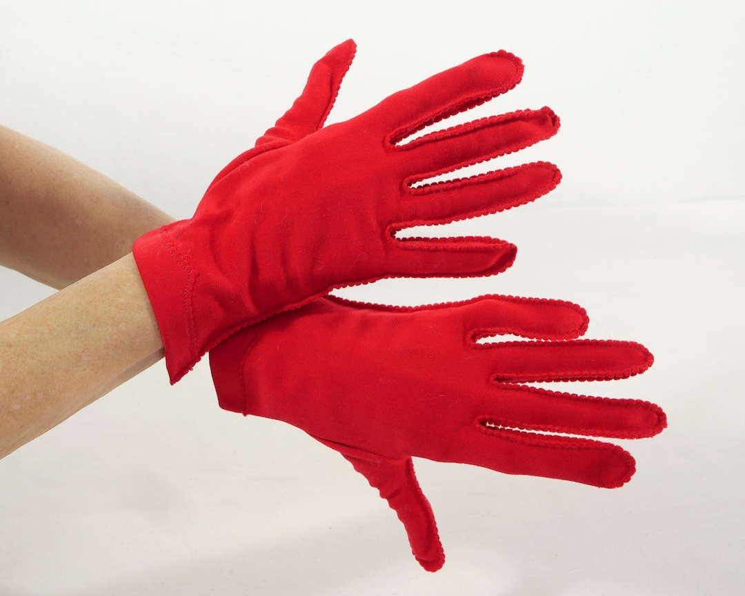 Vintage Ladies Red Gloves - Van Raalte Gloves - Wrist Gloves - Size ...