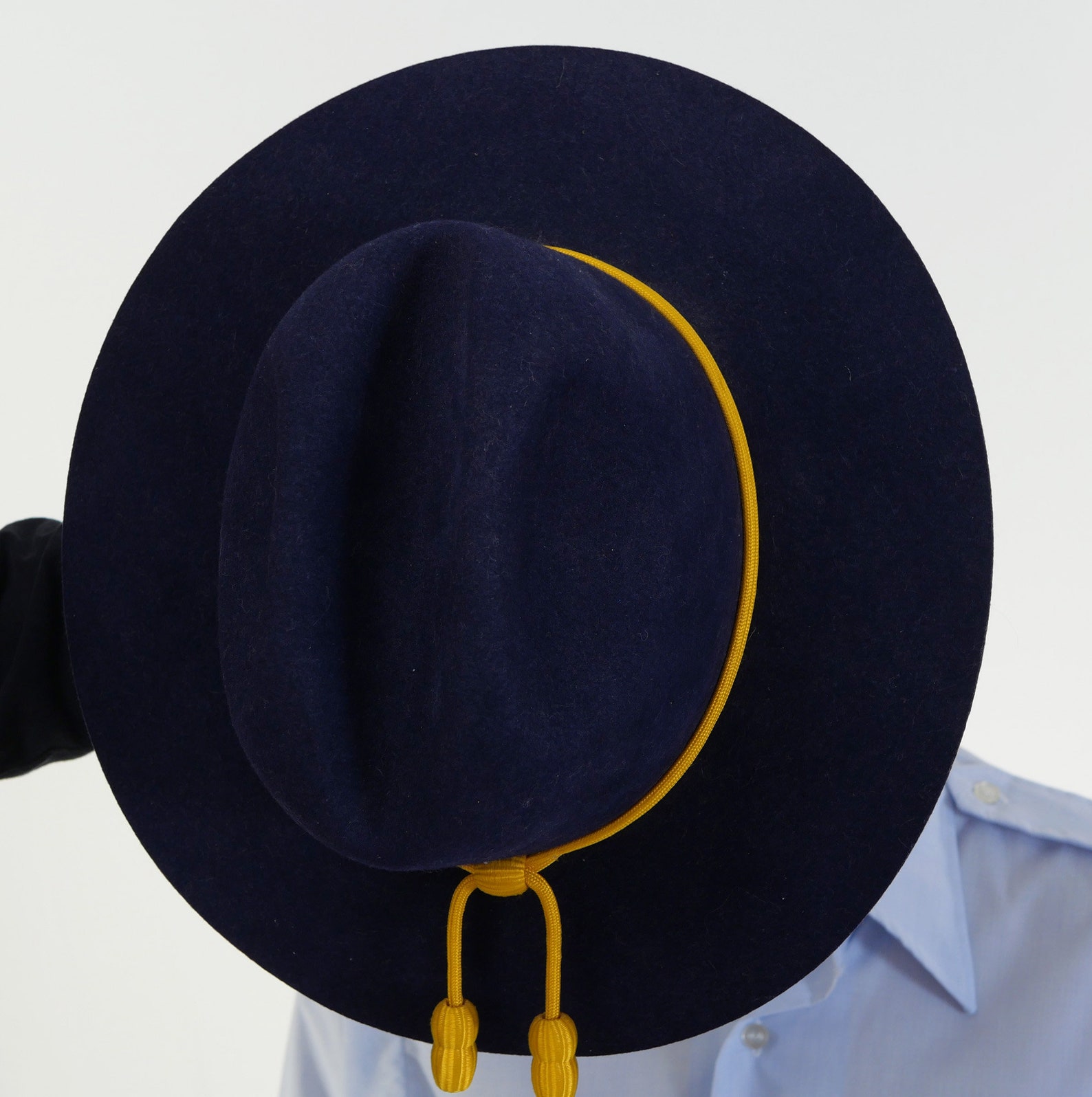 Vintage Cavalry Style Hat Navy Blue W/yellow Hat Cord Size 6 7/8 ...