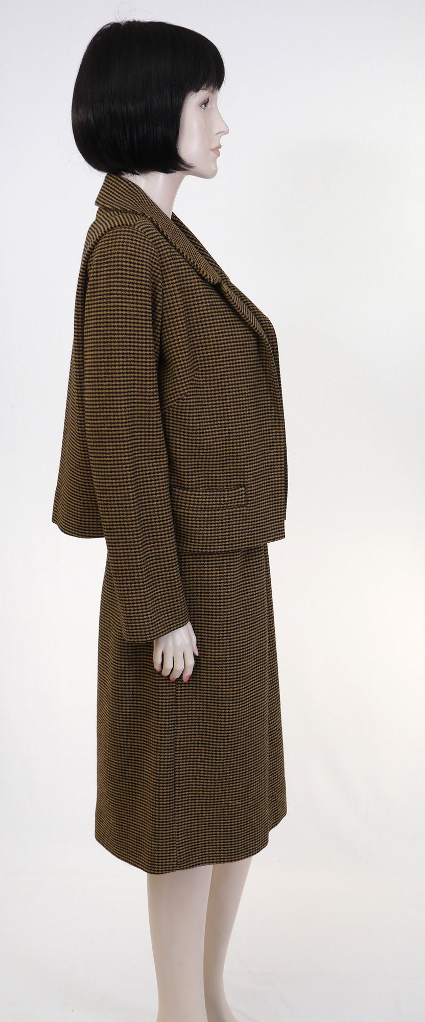 Vintage 1960s Mr. Mort 2-piece Suit / Black & Brown Houndstooth Suit ...
