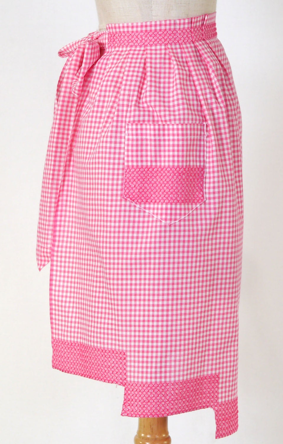Vintage Women's Pink Gingham Half Apron With Single Patch - Etsy
