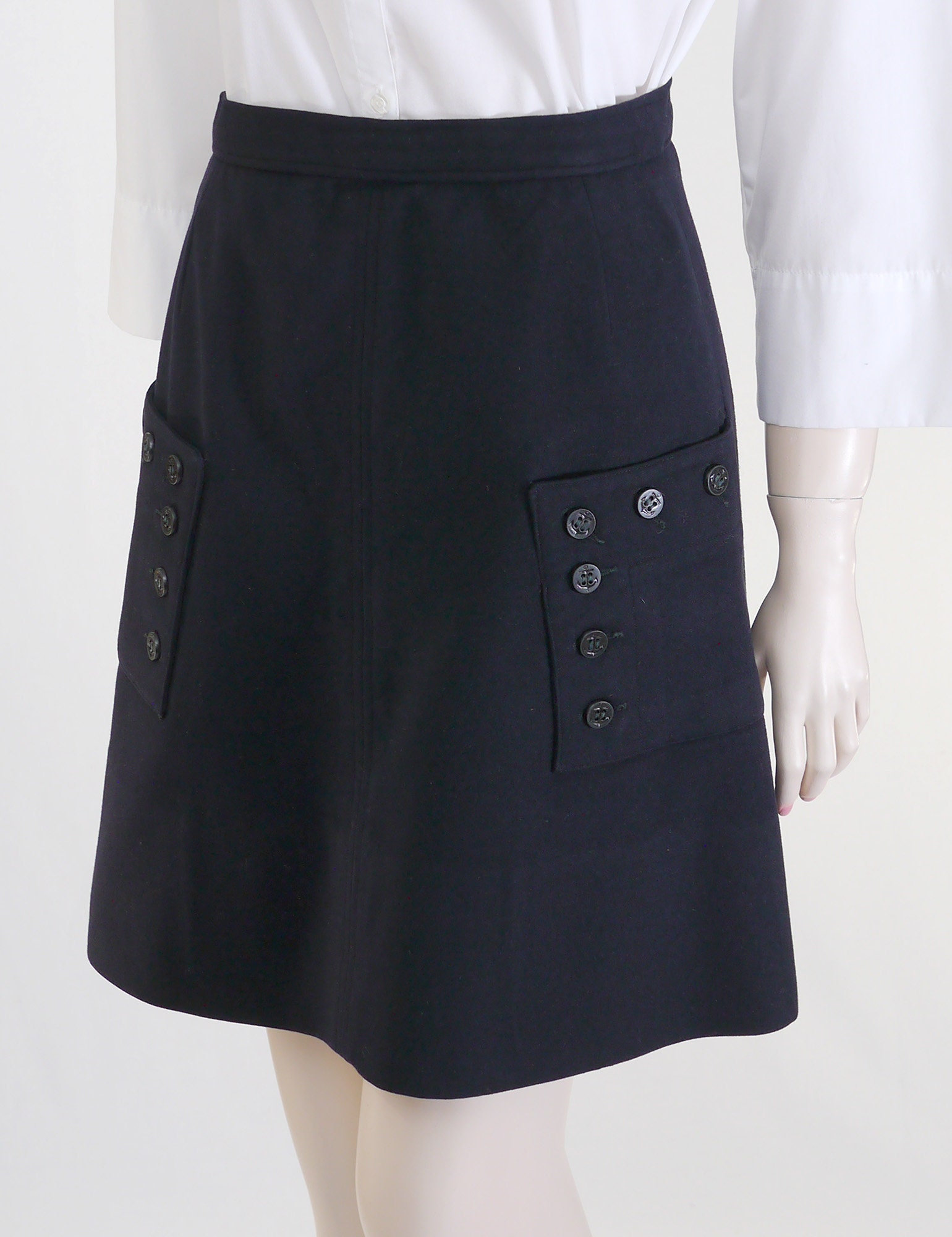 Vintage Navy Blue Wool Mini Skirt - Upcycled From US Navy Uniform ...