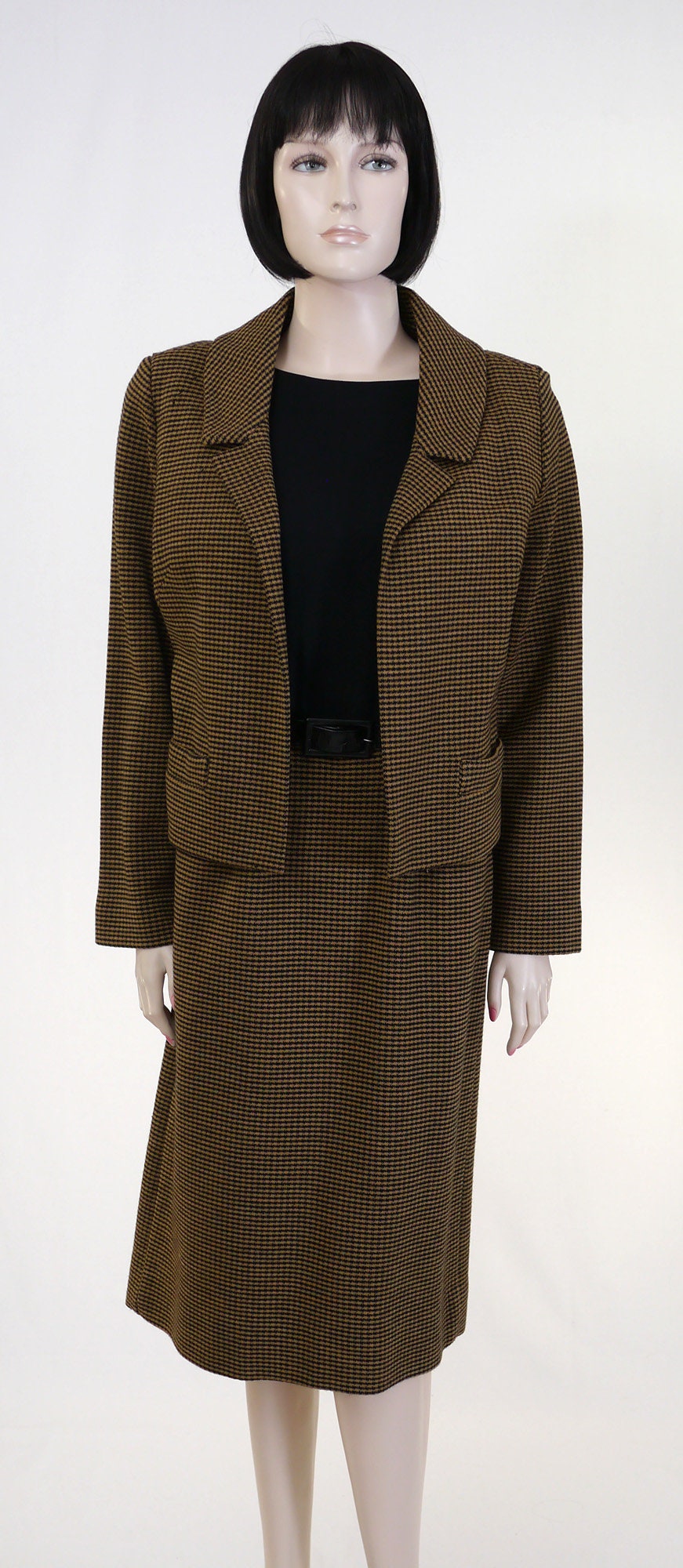 Vintage 1960s Mr. Mort 2-piece Suit / Black & Brown Houndstooth Suit ...