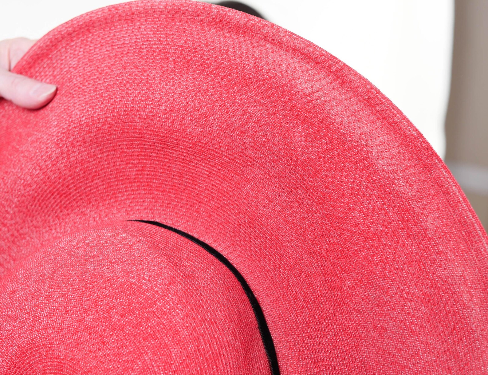 Vintage Wide Brim Hat W/floral Underside - Red Platter Hat - New York ...