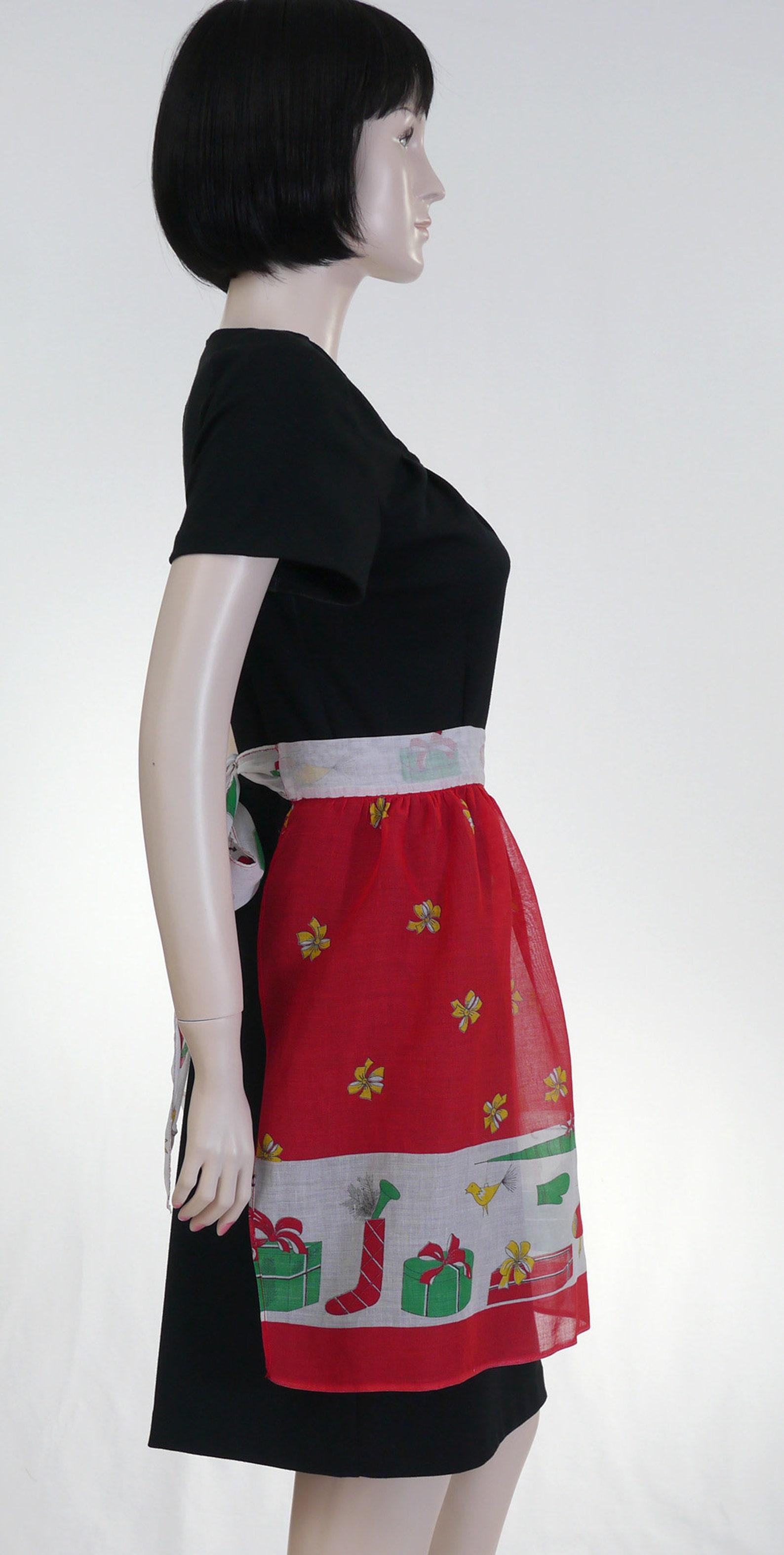 Vintage 1960s Women's Holiday Apron / Red & Green Apron / Retro Apron ...