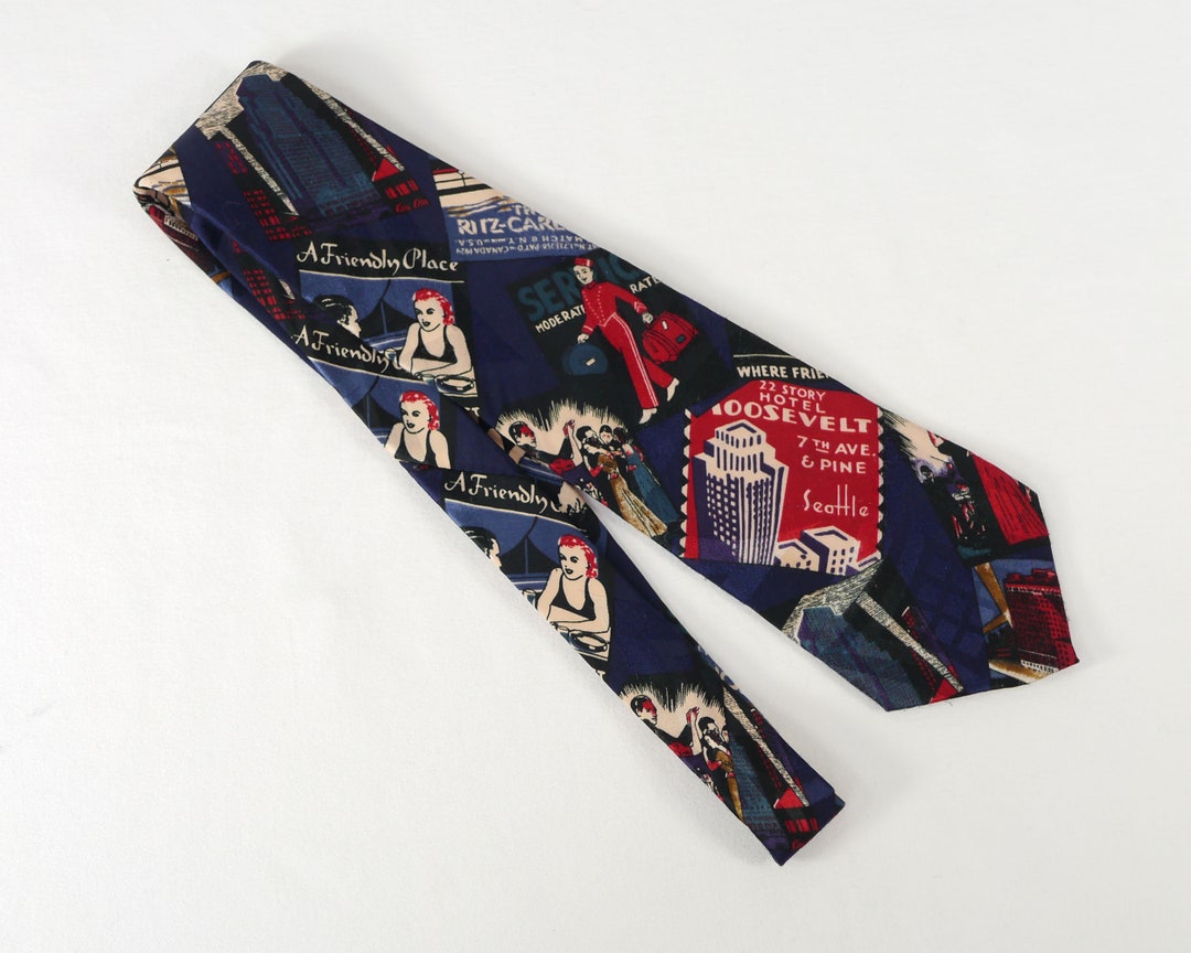 Vintage Bugle Boy Seattle Necktie - Seattle Theme Necktie - 1980's ...