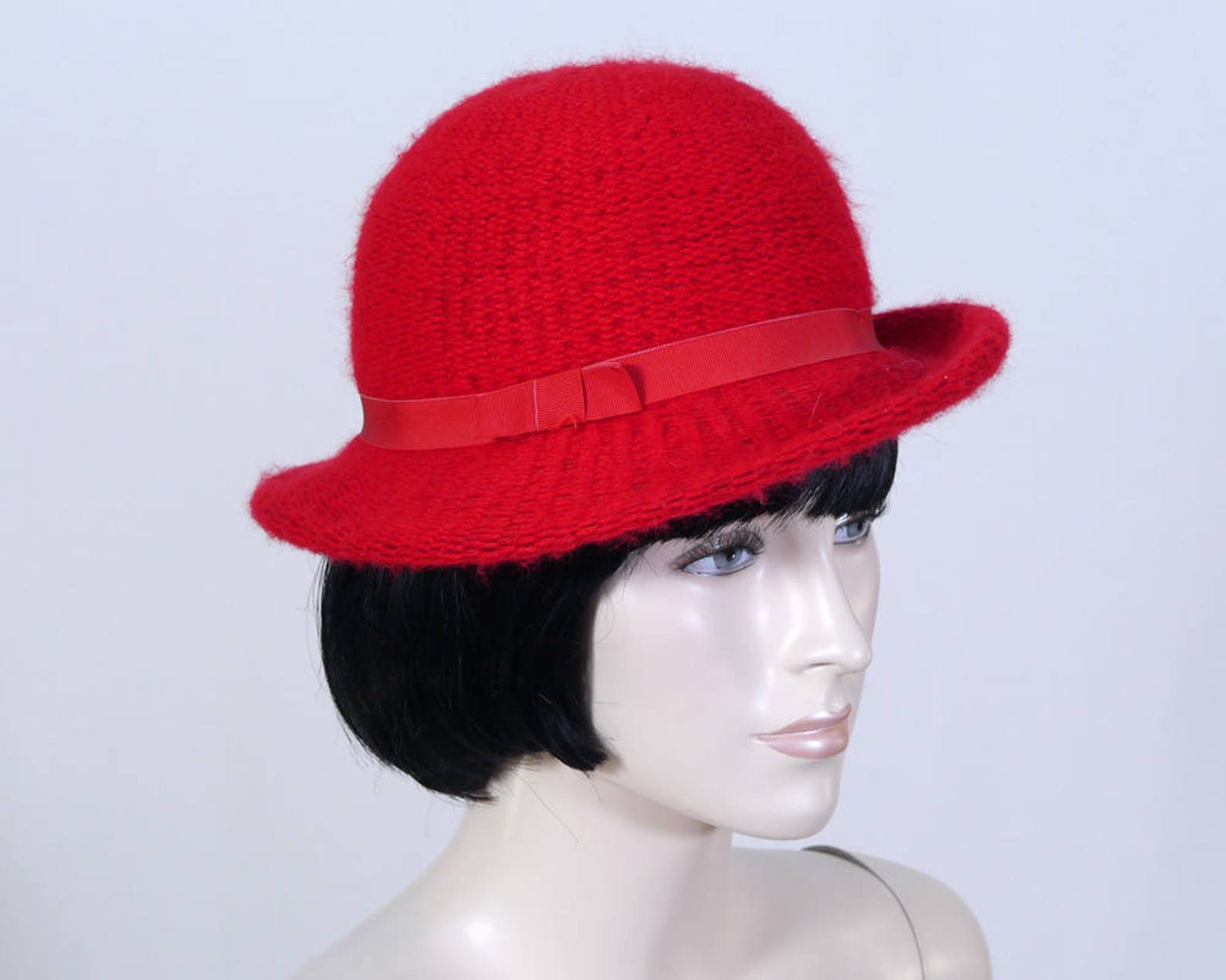 Vintage Women's Red Cloche Hat - Nordstrom Red Hat - Red Woven Hat ...