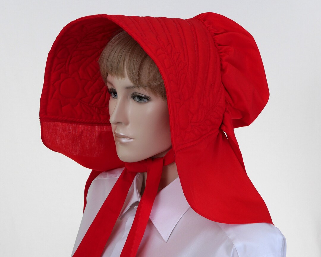 Vintage Pioneer Bonnet - Red Bonnet - Sun Bonnet - Garden Bonnet - 100% ...