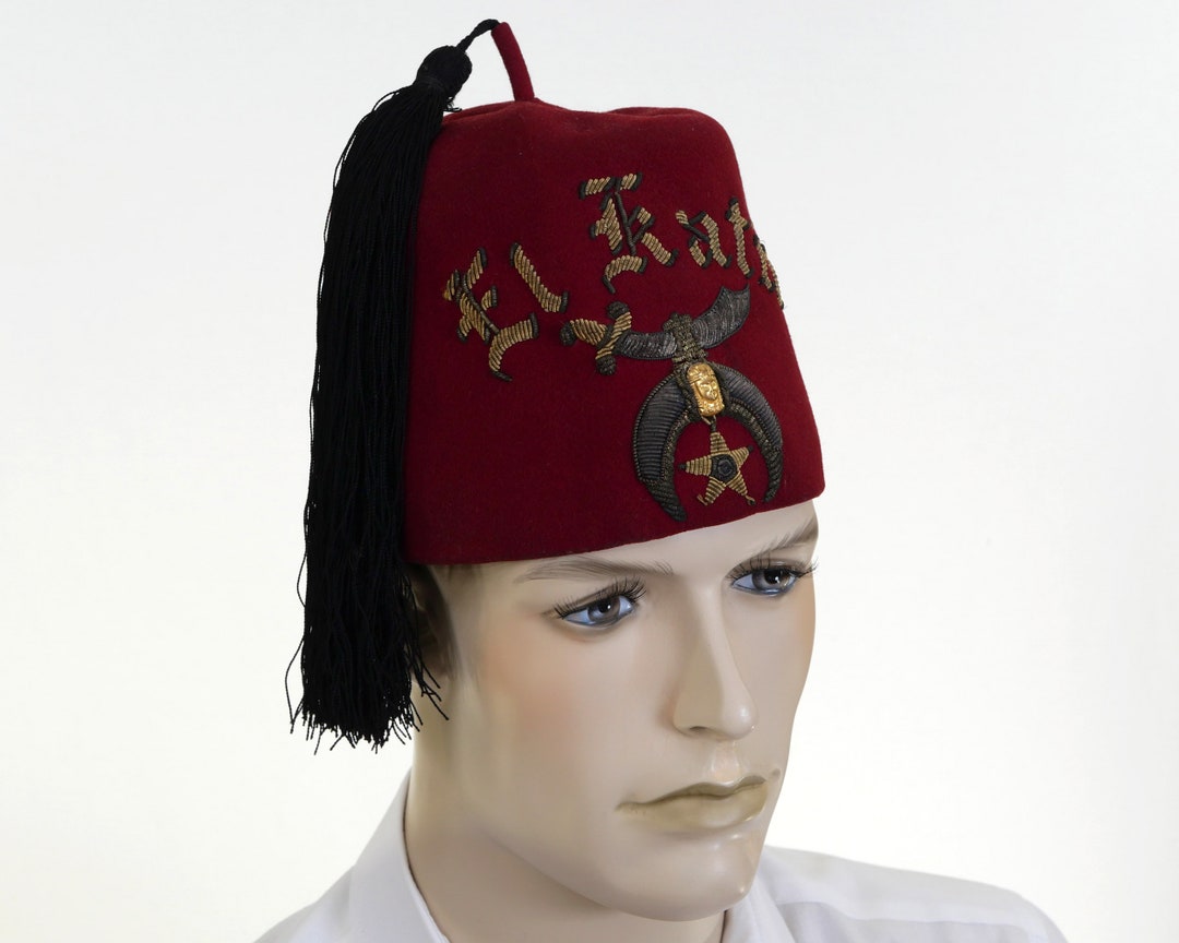 Vintage El Katif Shriners Fez Hat W/black Tassel - Masonic Hat ...