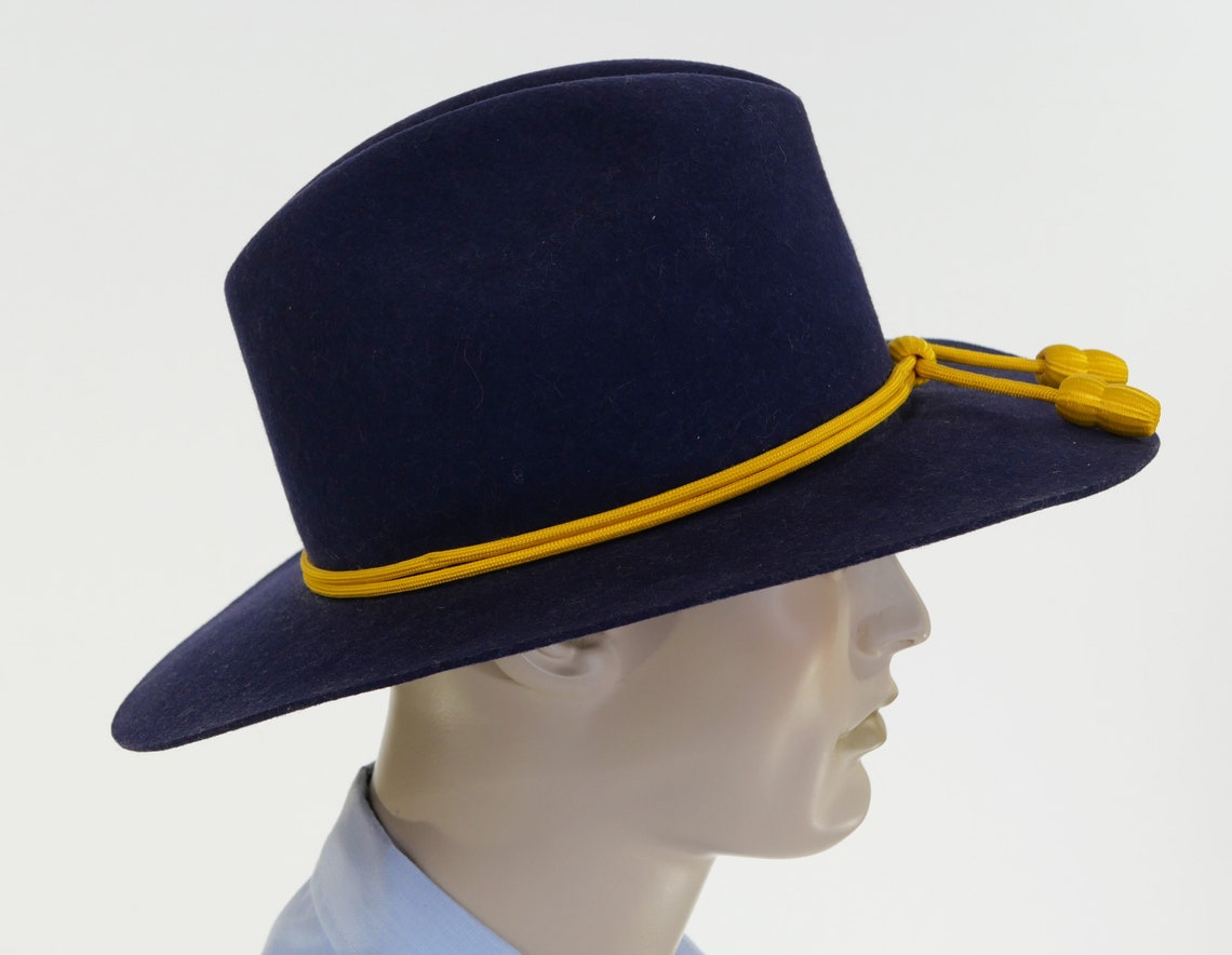 Vintage Cavalry Style Hat Navy Blue W/yellow Hat Cord Size 6 7/8 ...